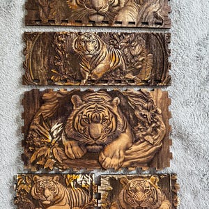 3D Illusion Tiger Finger Joint Box – 11x6x4 – Laser Engraving Lightburn ...