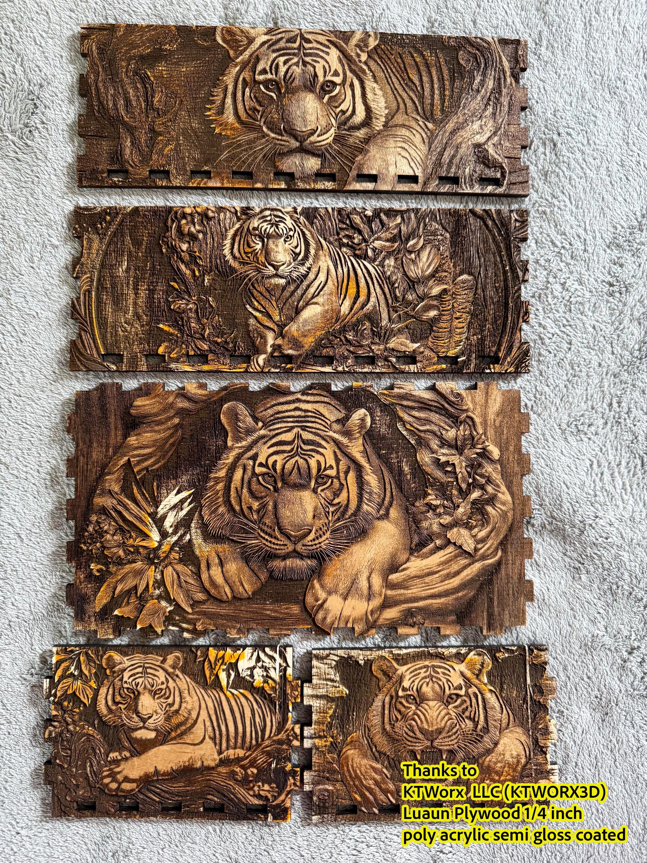 3D Illusion Tiger Finger Joint Box – 11x6x4 – Laser Engraving Lightburn ...