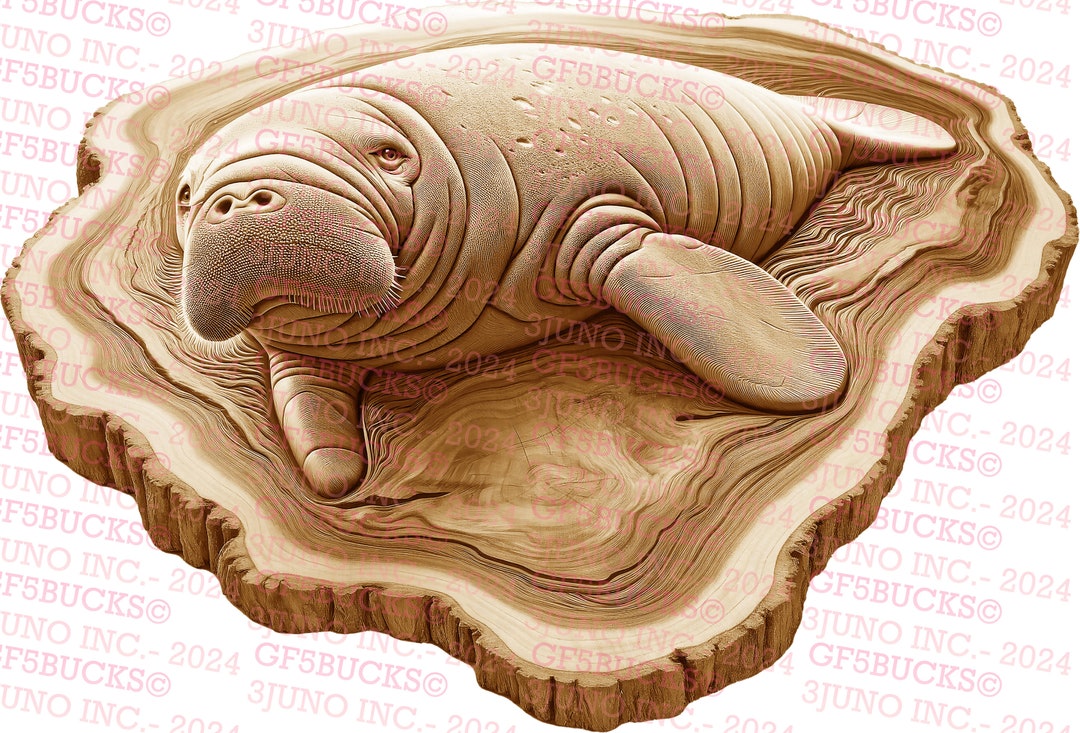 Manatee - Laser Burn PNG | 3D Illusion | Engrave | Laser Ready ...
