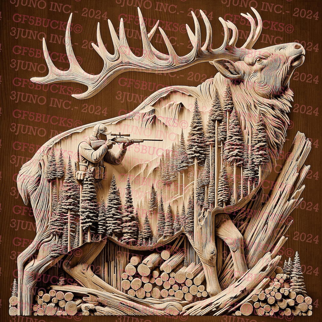 Hunter's Delight: Laser Ready Elk Design - 3D Illusion Digital File ...