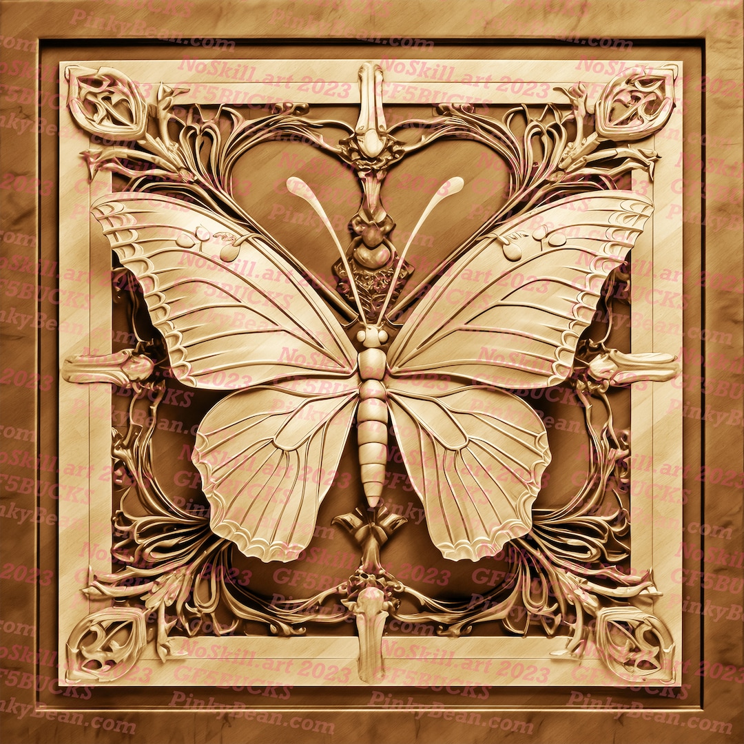 Ornate Monarch Butterfly: 3D Illusion PNG Digital Design File for Laser ...