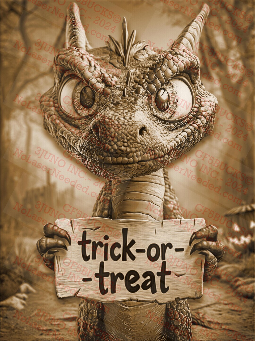 3D Illusion Trick-or-treat Dragon Art Halloween Dragon Wall Decor, Cute ...