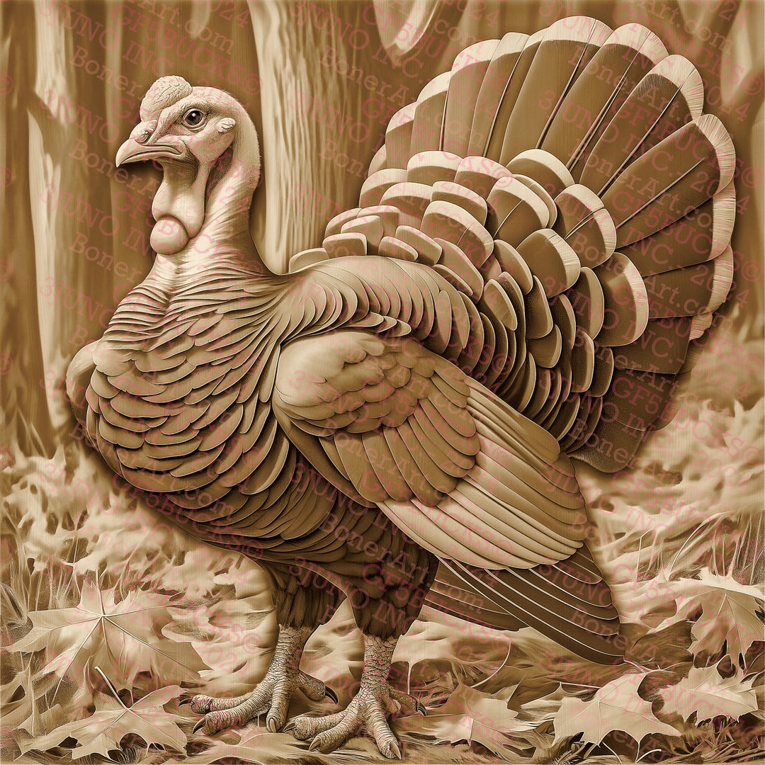 Wild Turkey, Thanksgiving - Laser Burn PNG | 3D Illusion | Engrave ...