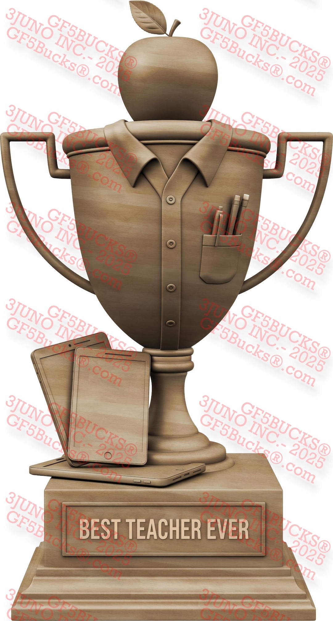 3D Illusion Best Teacher Ever PNG – Funny Trophy Laser Engraving Design ...