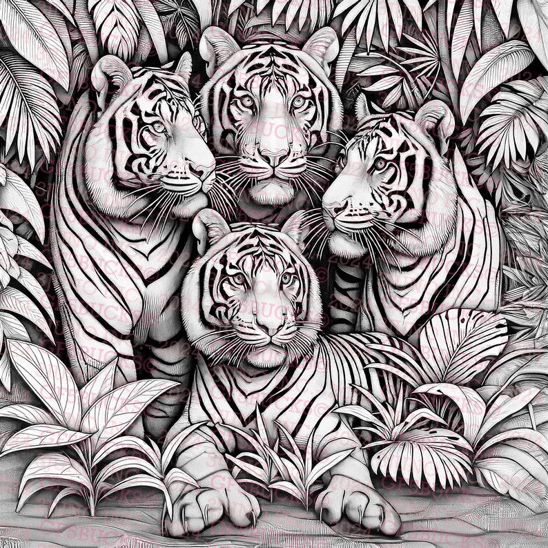 Tigers - Laser Burn PNG | 3D Illusion | Engrave | Laser Ready | Digital ...