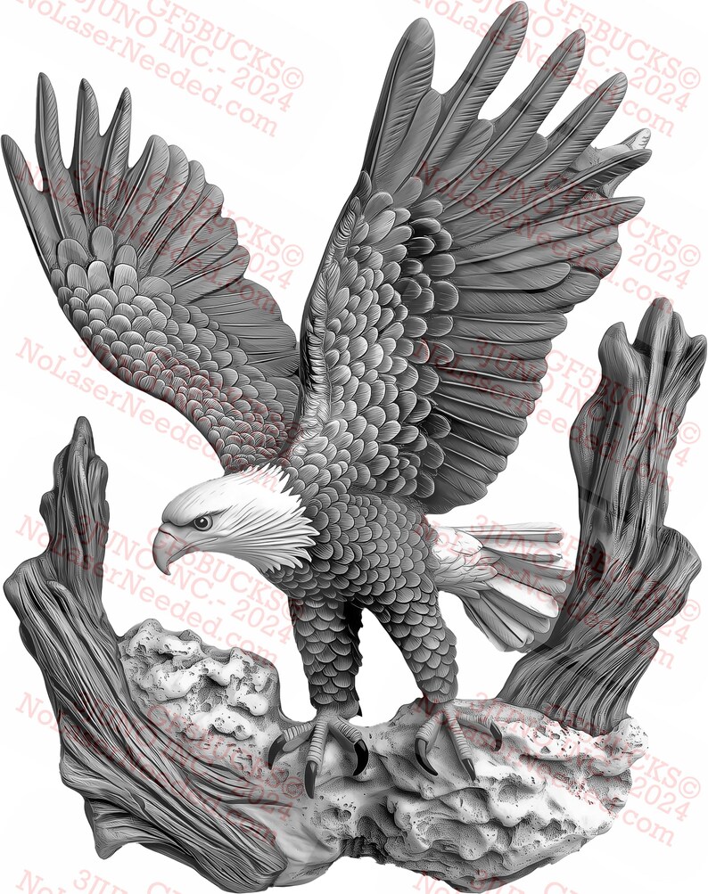 Bald Eagle Design PNG, 3D Illusion Art for Laser Engraving, Majestic ...