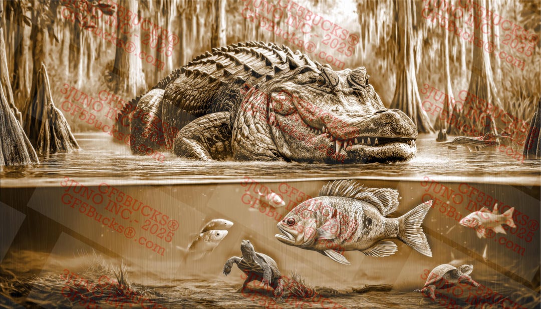 American Alligator 3D Illusion PNG | Swamp Wildlife Laser Engraving ...
