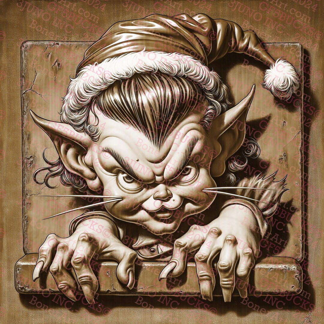 Evil Elf Laser Burn PNG 3D Illusion Engrave Laser Ready Digital Design ...