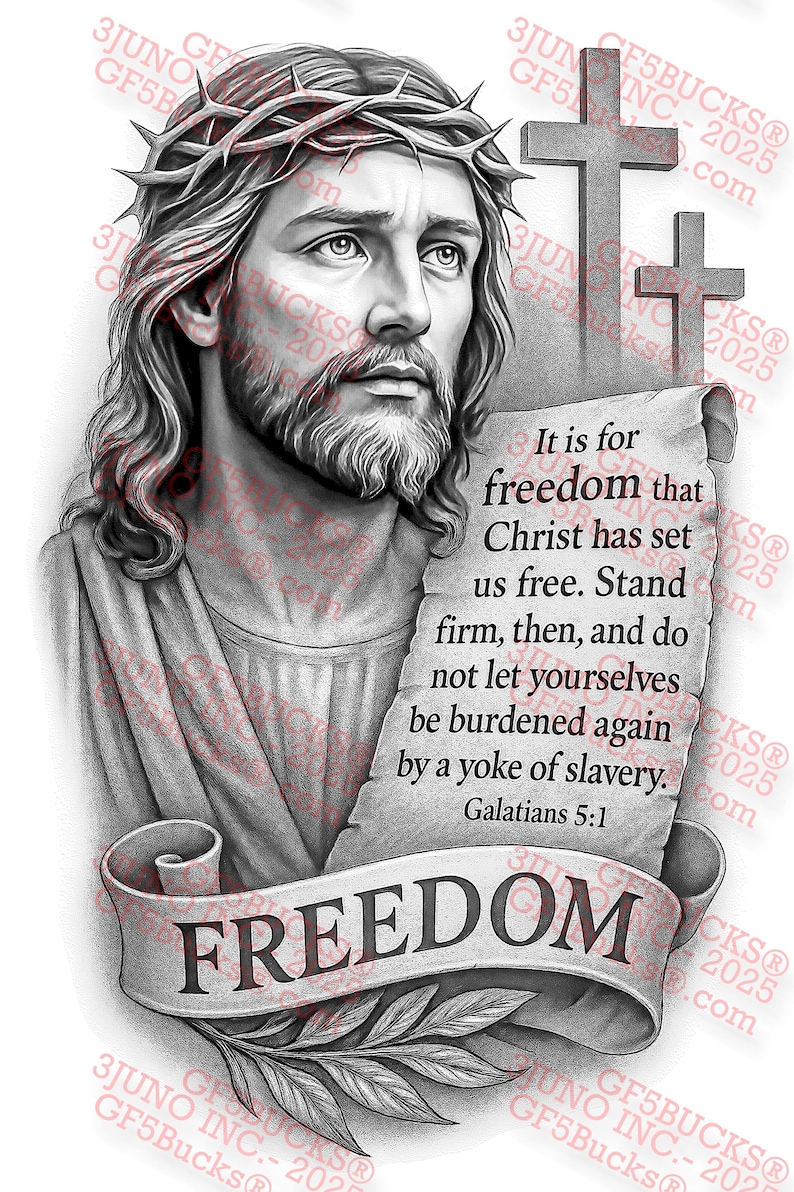 3D Illusion Jesus Freedom PNG – Galatians 5:1 Scripture Scroll Laser ...