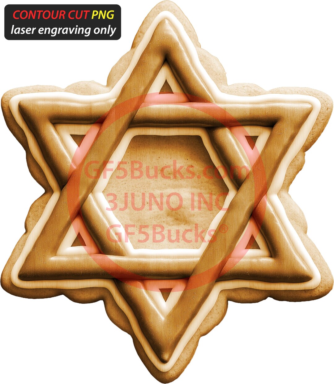 3D Illusion Star of David Cookie Art for Laser Engraving | PNG Digital ...
