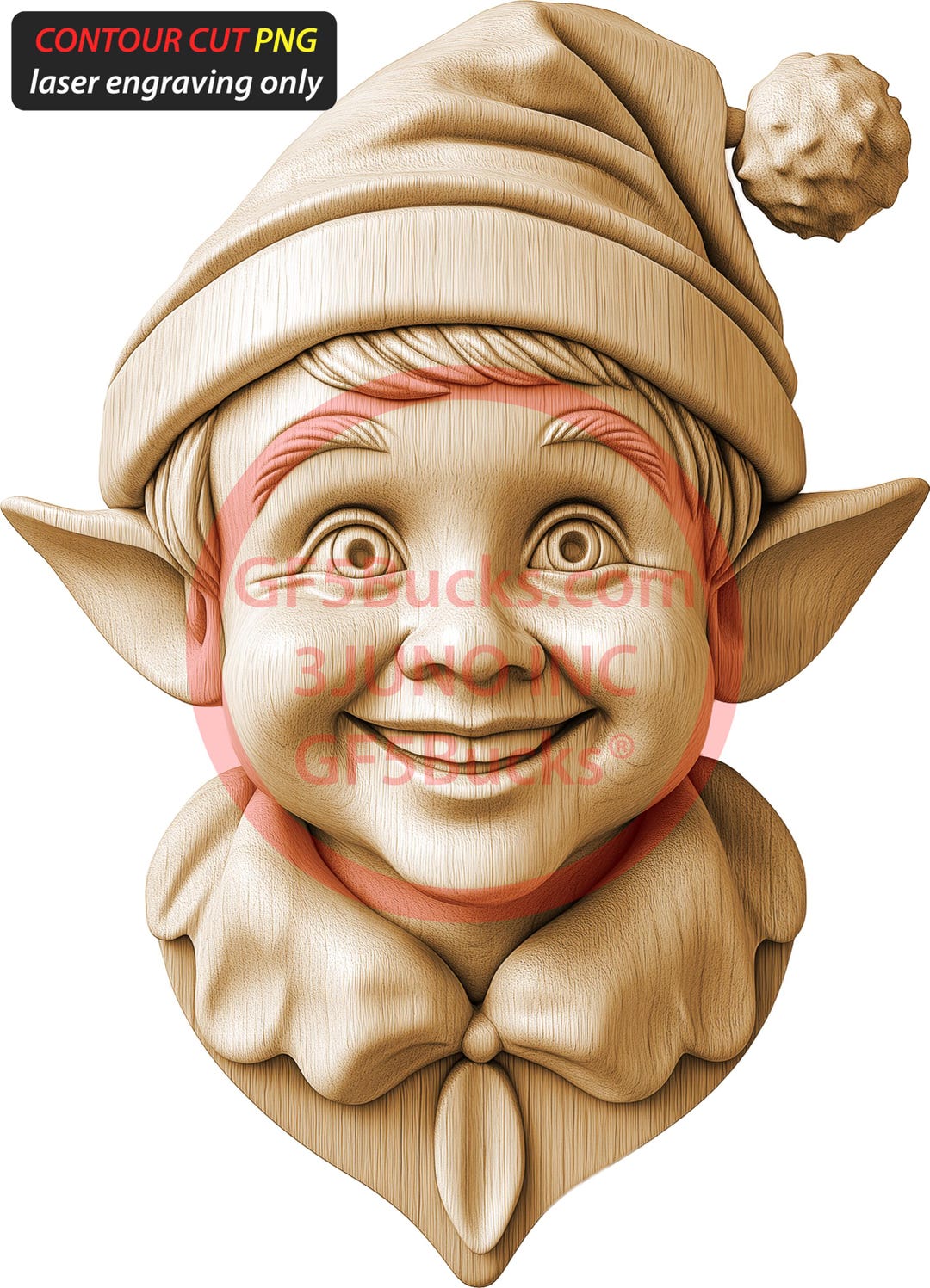 3D Illusion Christmas Elf Art for Laser Engraving | PNG Digital File ...