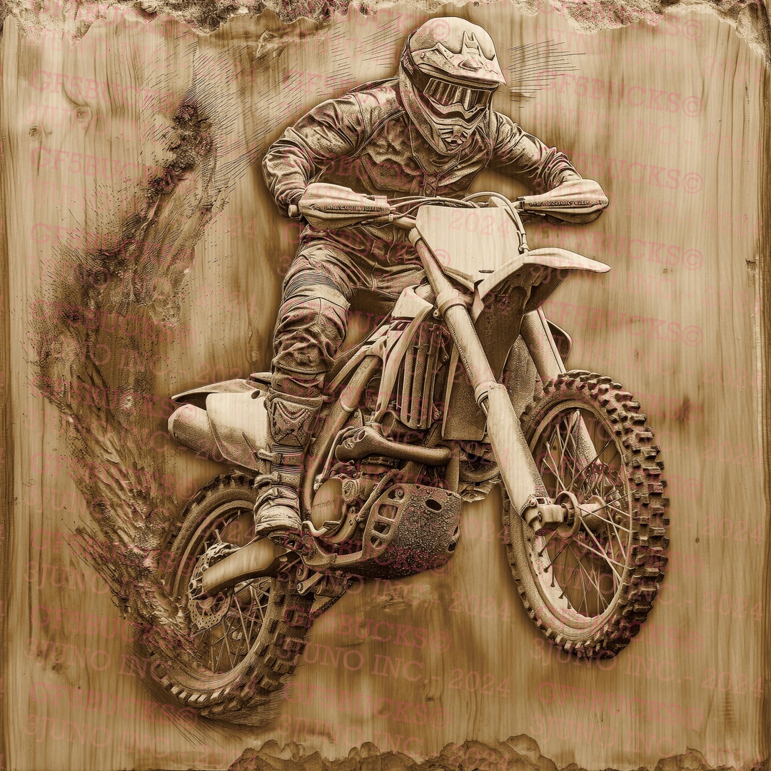 3D Illusion Motocross, Dirt Bike - Instant Download PNG File for Laser ...