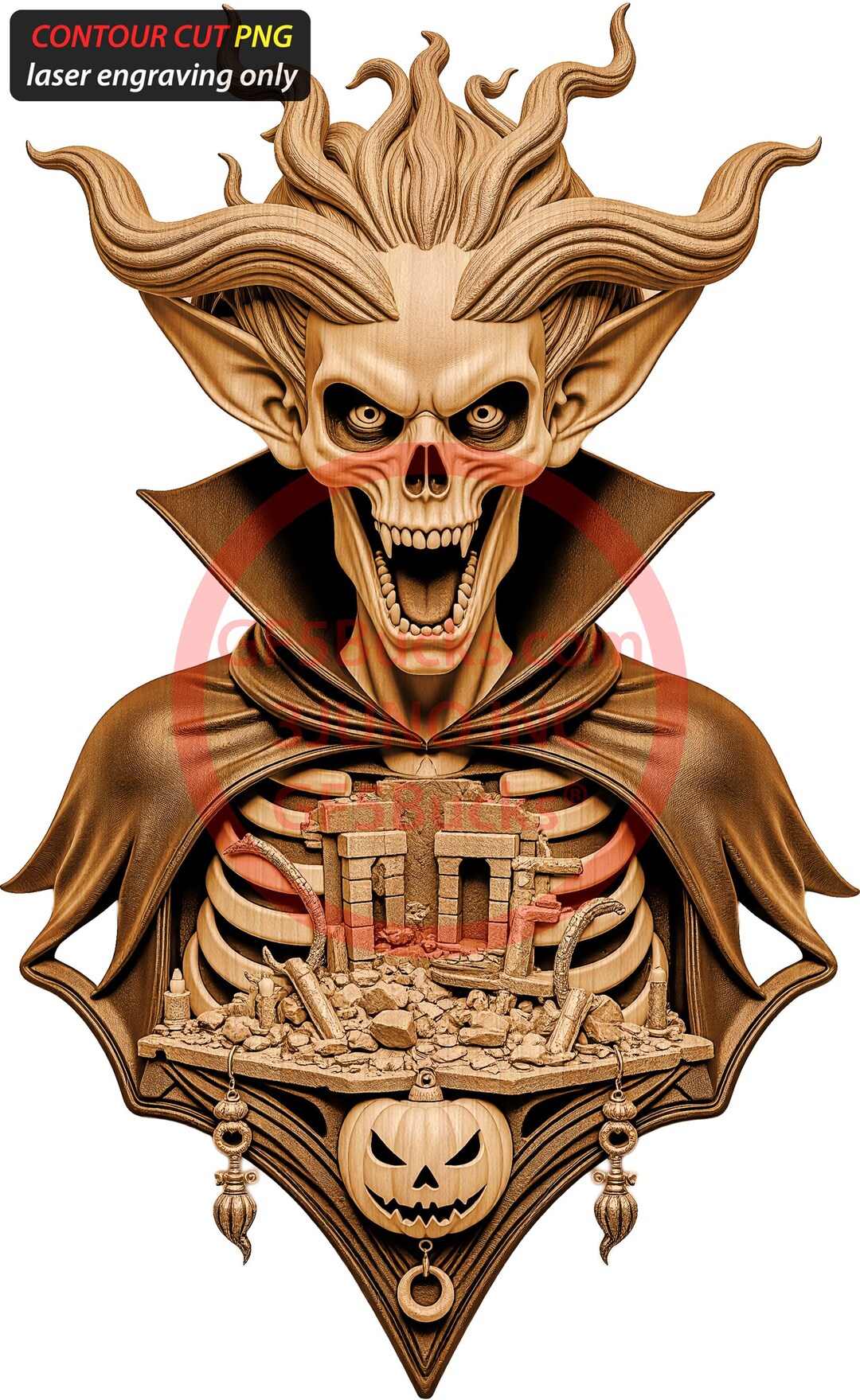 3D Illusion Vampire Skeleton Art for Laser Engraving | PNG Digital File ...