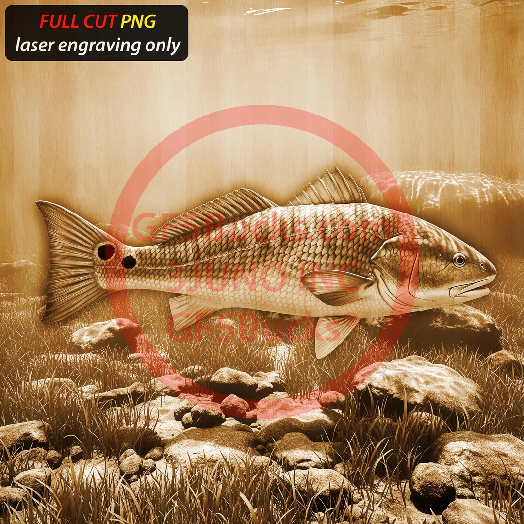 3D Illusion Bull Redfish Art for Laser Engraving | PNG Digital File ...