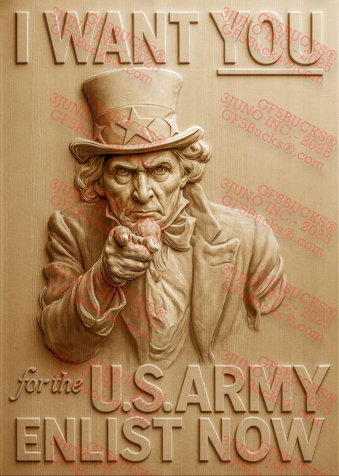3D Illusion Uncle Sam PNG, 10x14 Inch Laser Engraving File, Classic ...