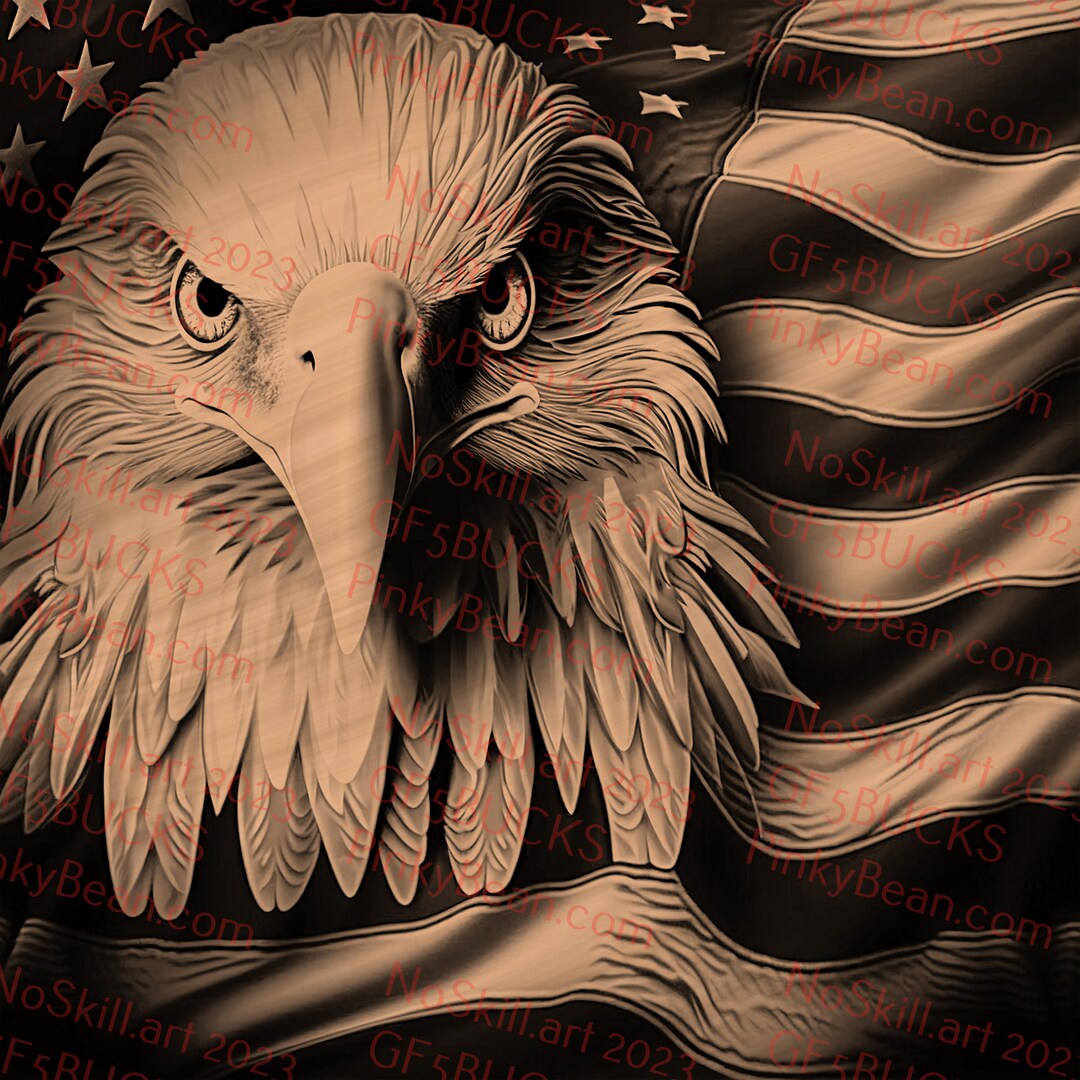 Patriotic Eagle Flag 3D Illusion Digital Design File - Laser Ready ...