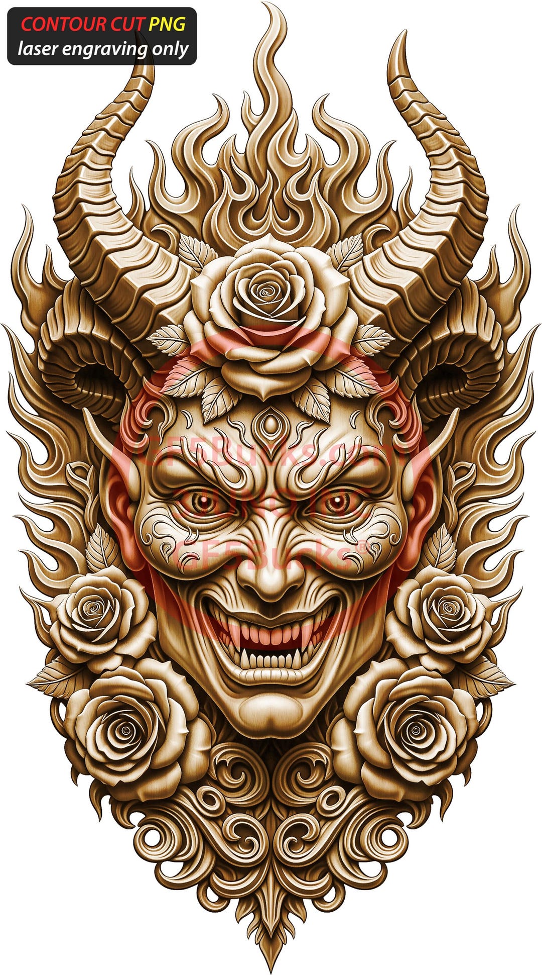 3D Illusion Demon Head Art for Laser Engraving | PNG Digital File | 7 ...