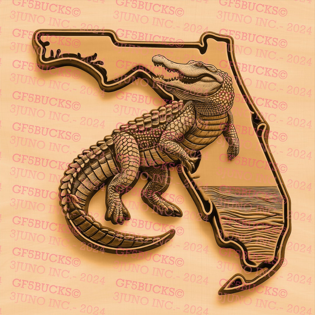 3D Illusion Florida Gator - Instant Download PNG File for Laser ...