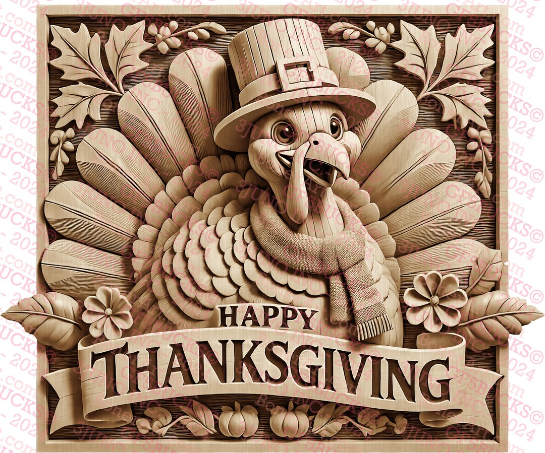 Thanksgiving Turkey, Happy Thanksgiving | Laser Burn PNG | 3D Illusion ...