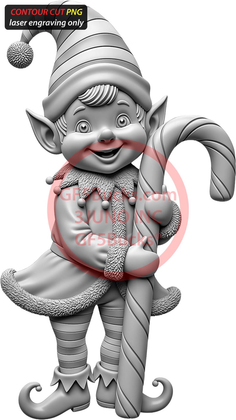 3D Illusion Christmas Elf Art for Laser Engraving | PNG Digital File ...