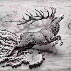 Elk - 3D Illusion Digital File - Laser Engraving Ready (instant ...