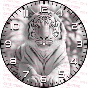 3D Illusion Tiger Clock Laser PNG Digital File - Engraving Ready ...