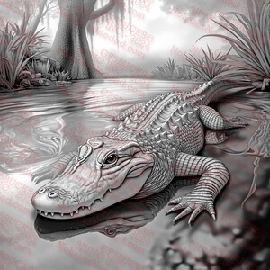 3D Alligator Illusion PNG Design | Swamp Scene Laser Art - Laser Burn ...