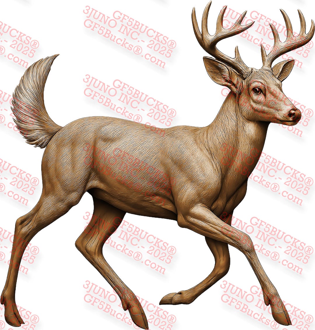 3D Illusion White-tailed Deer PNG – Walking Buck Laser Engraving Design ...