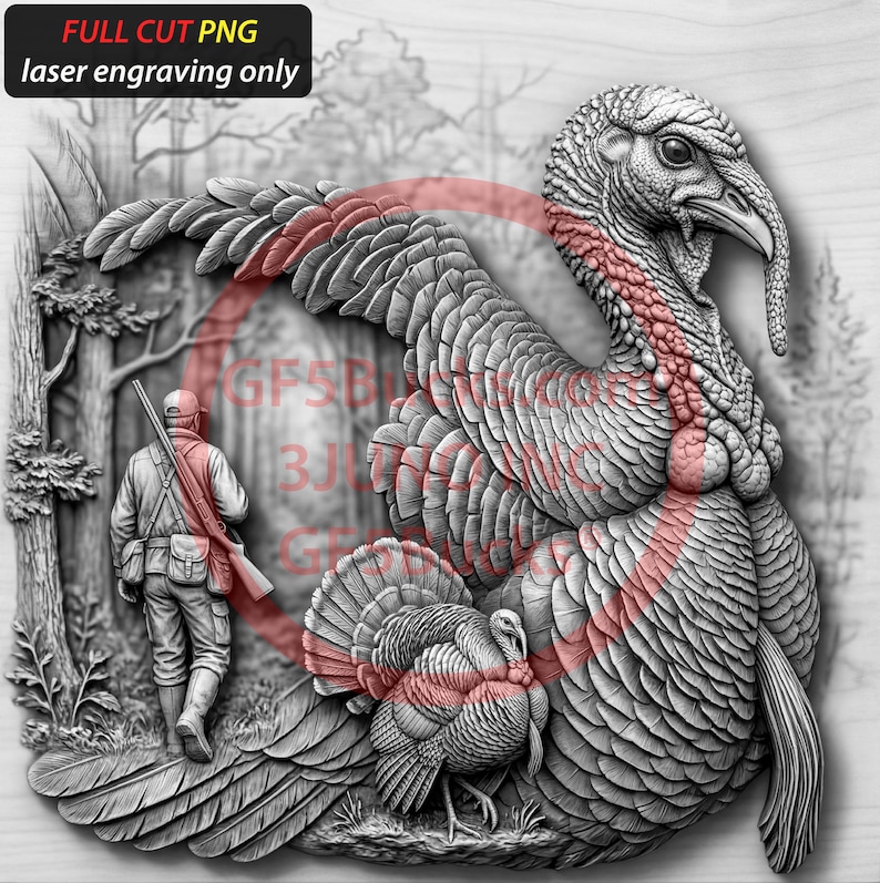 3D Illusion Laser-ready PNG | Wild Turkey | Ultra-realistic Engraving ...