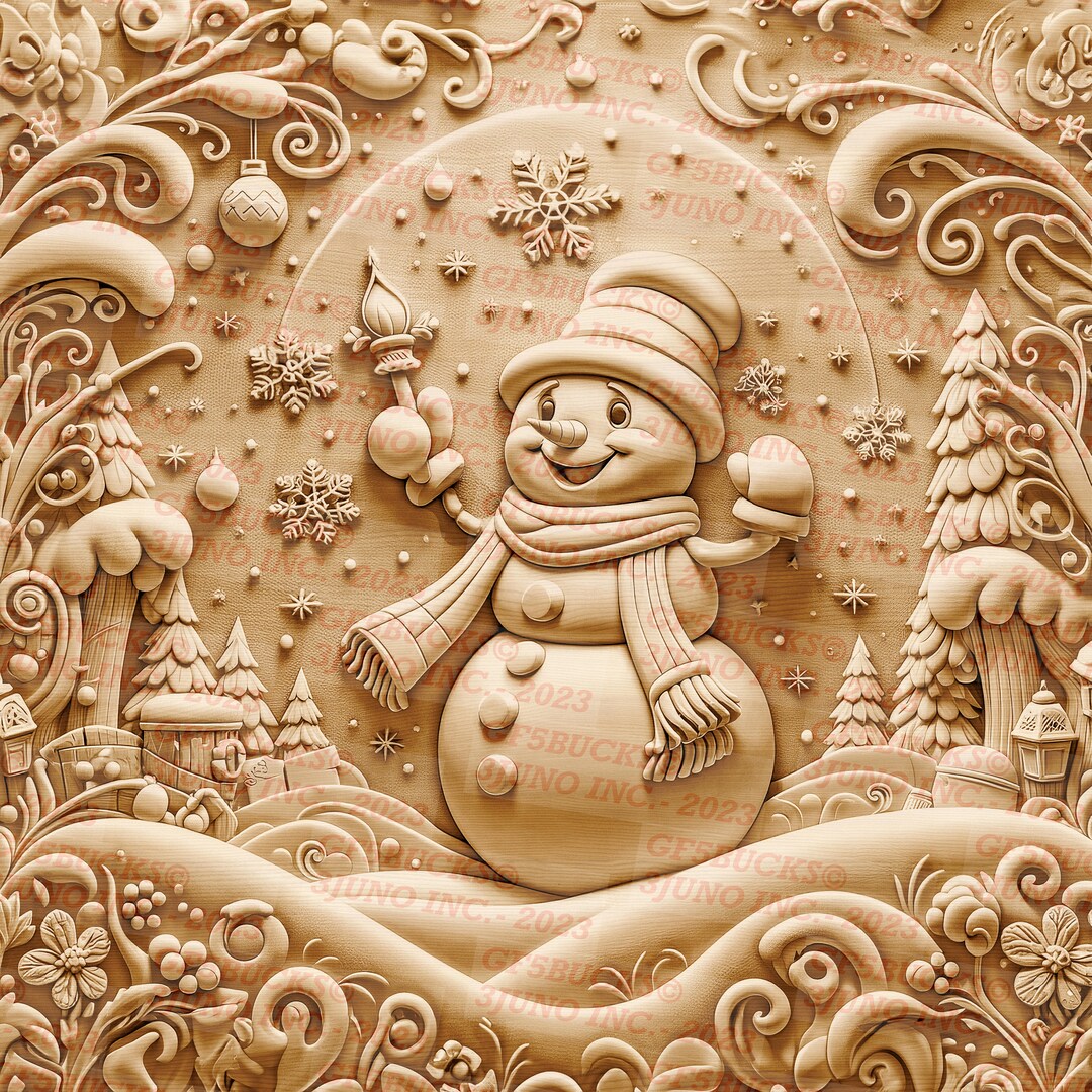 Winter Wonderland Laser Ready Snowman Design - 3D Illusion PNG Digital ...