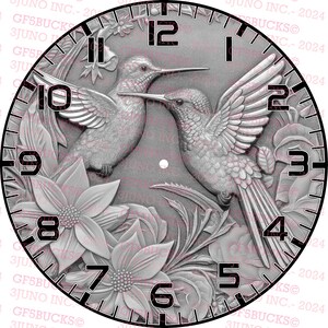 3D Illusion Hummingbirds Clock | Laser PNG Digital File | Instant ...