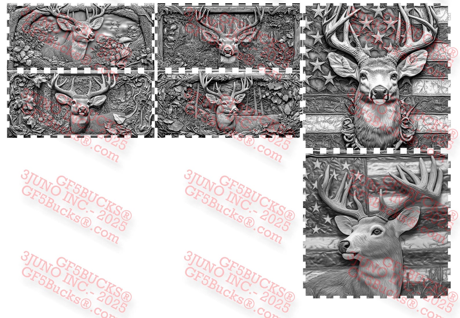 Patriotic Deer 3D Illusion PNG Laser Engraving File Gf5bucks® Finger ...