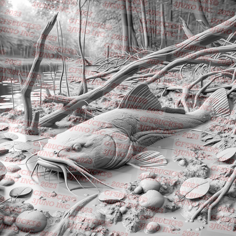 3D Illusion Laser Burn PNG Digital File - Catfish Noodling Swamp ...