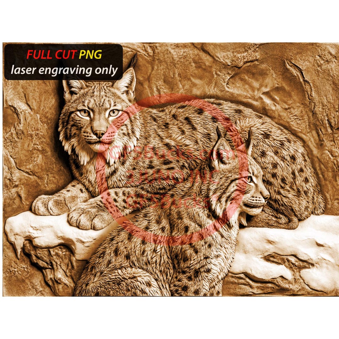 3D Illusion Lynx Pair Art for Laser Engraving | PNG Digital File ...