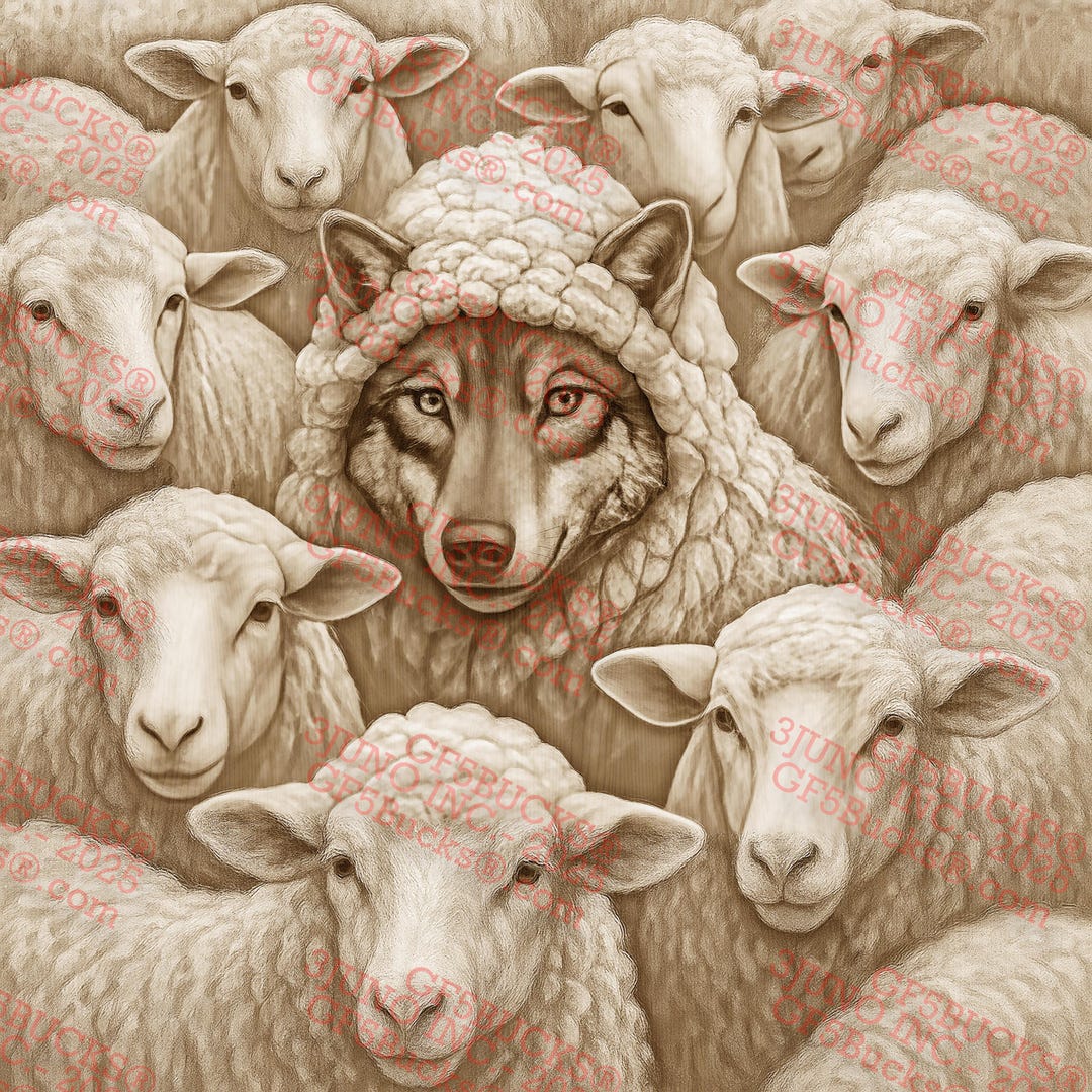 3D Illusion Wolf in Sheep's Clothing PNG, 14x14 Inch Engraving File ...