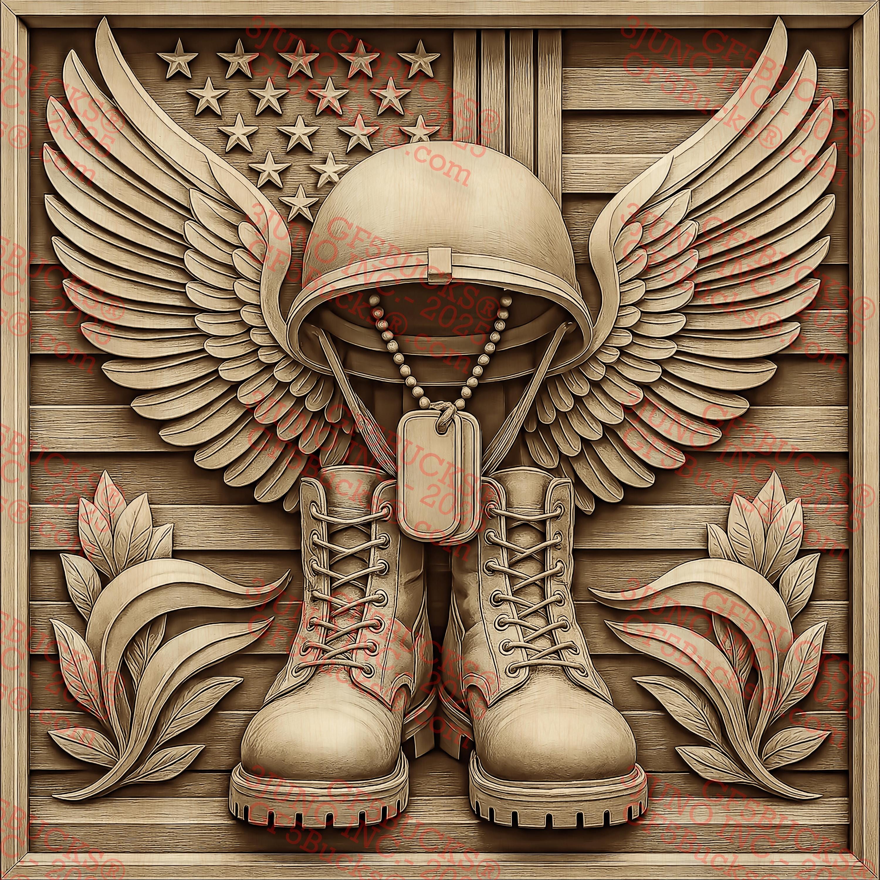 3D Illusion Soldier Memorial PNG – Fallen Hero Tribute Design for Laser ...