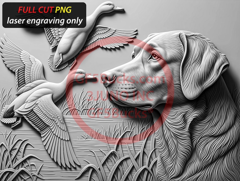 3D Illusion Laser-ready PNG | Hunting Dog | Ultra-realistic Engraving ...