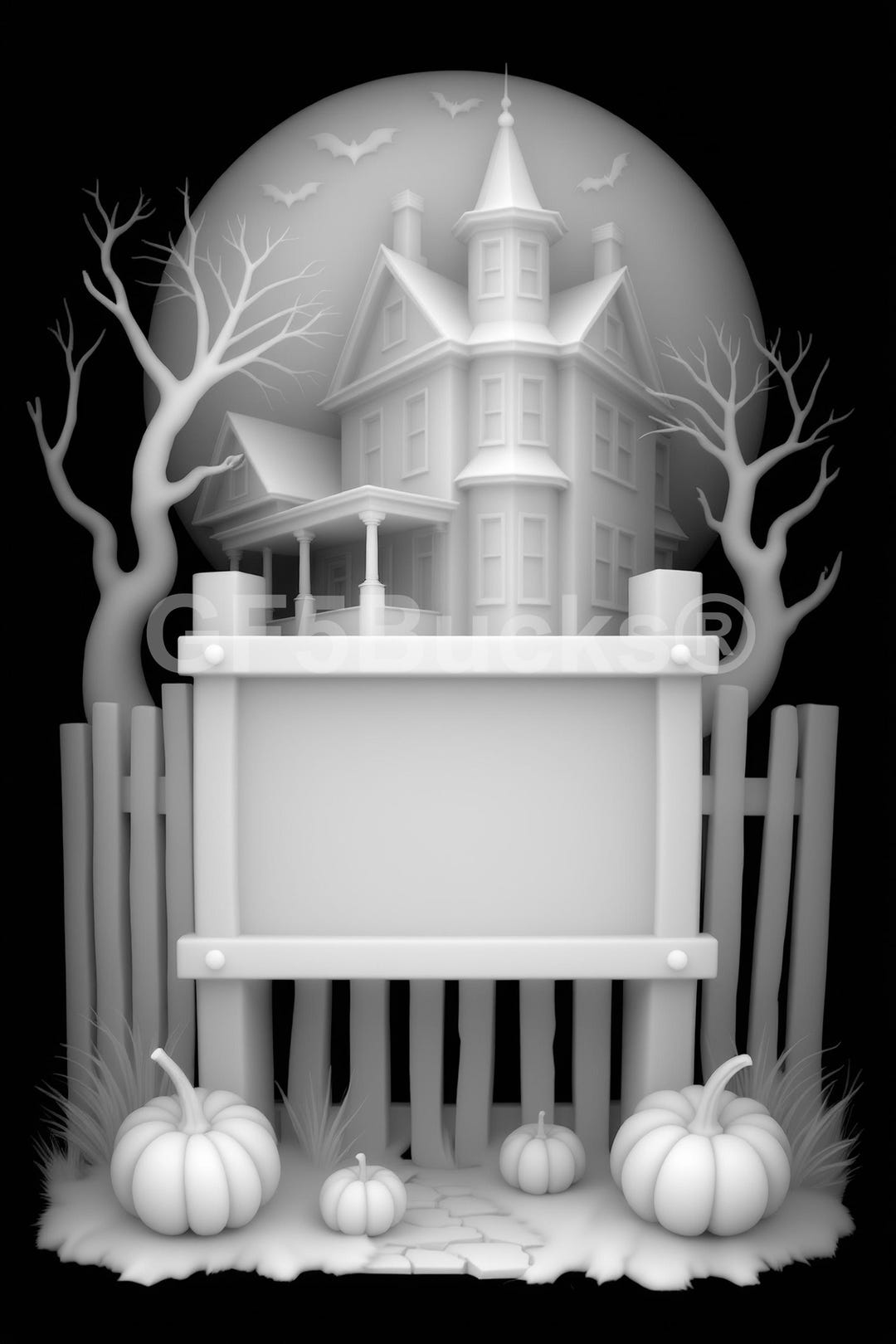 3D Illusion Haunted House Bust Depth Map PNG or TIFF (zipped) – 16-bit ...