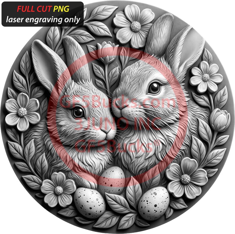 3D Illusion Rabbit Pair Art for Laser Engraving | PNG Digital File ...