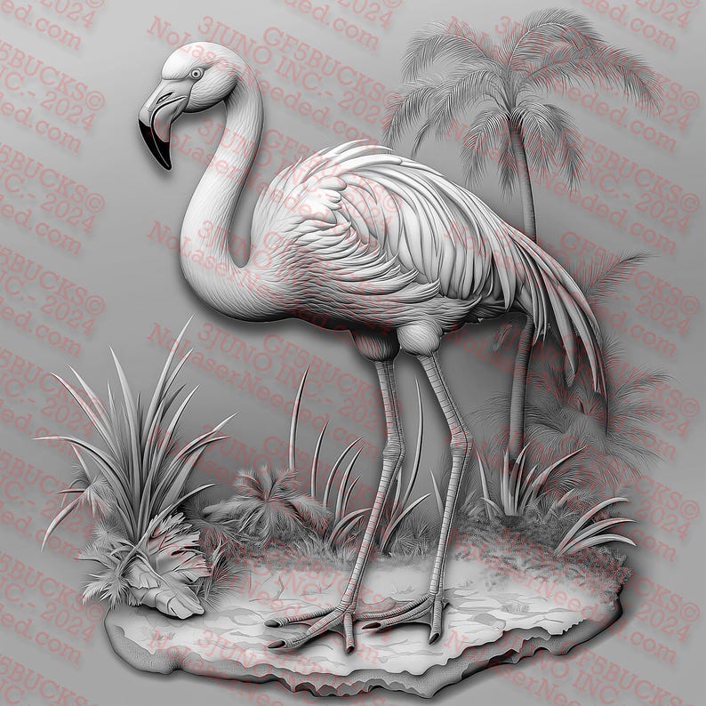 3D Flamingo Illusion PNG Design | Tropical Laser Art - Laser Burn PNG ...