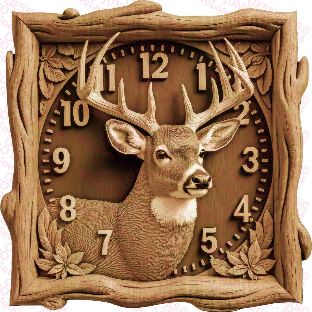 Whitetail Deer Clock 3D Illusion Engraving Digital File Instant ...