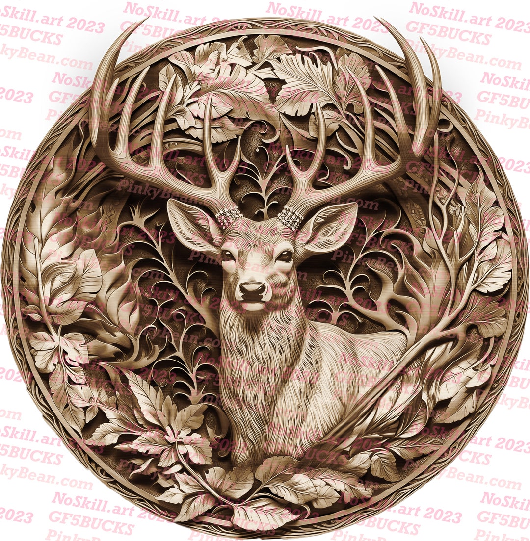 Laser Ready Deer Plaque Design | 3D Illusion PNG Digital File | Instant ...