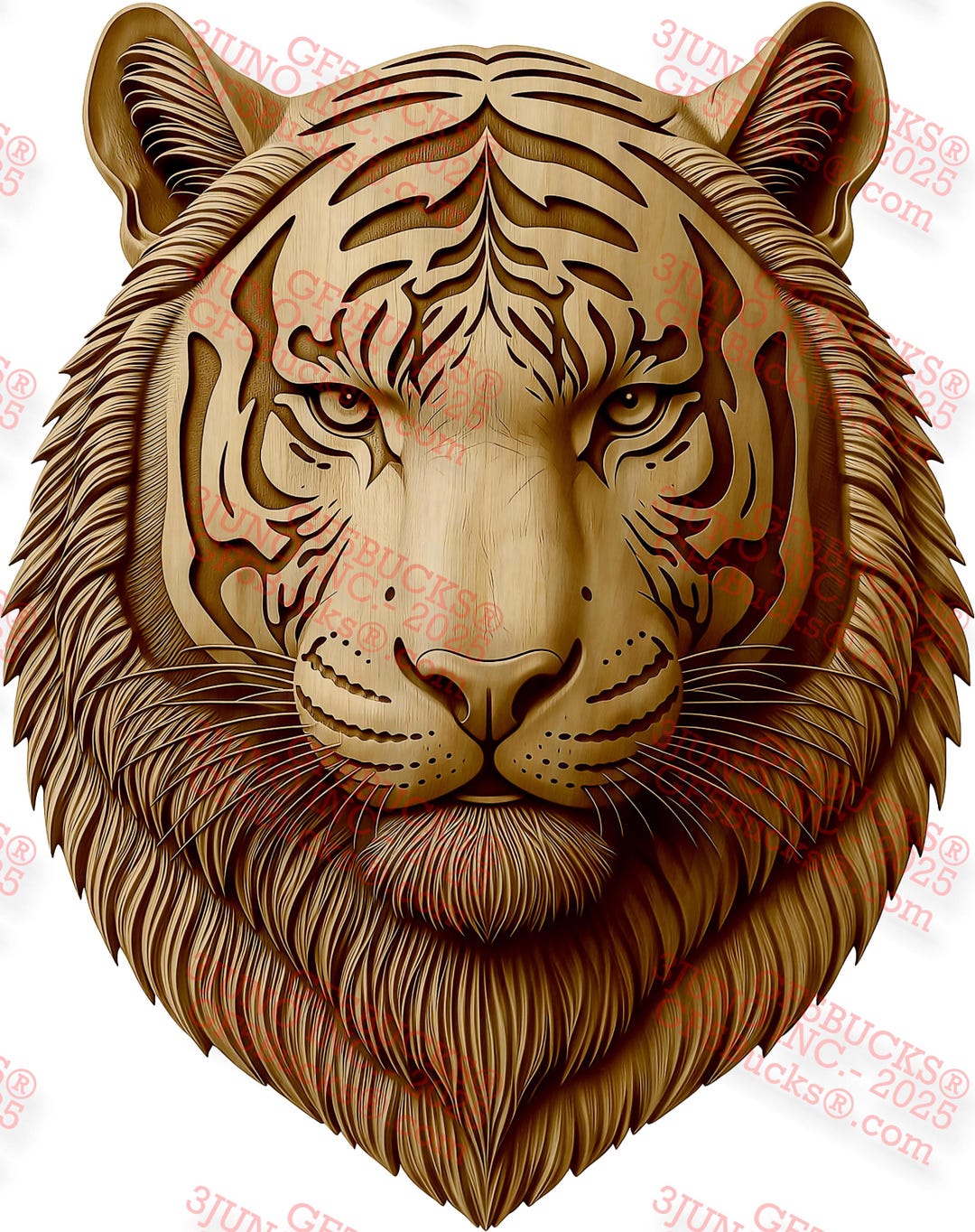 3D Illusion Tiger Head PNG – Wildlife Laser Engraving Design – 11.97x14 ...