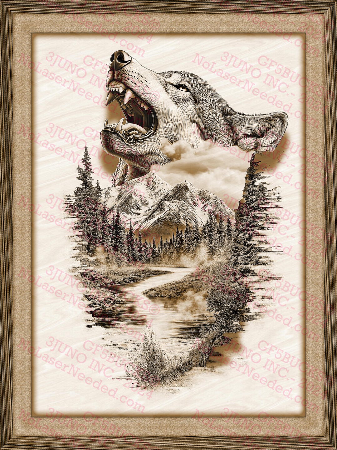 3D Illusion Wolf Art in Forest Scene | Digital Wildlife Wall Decor ...