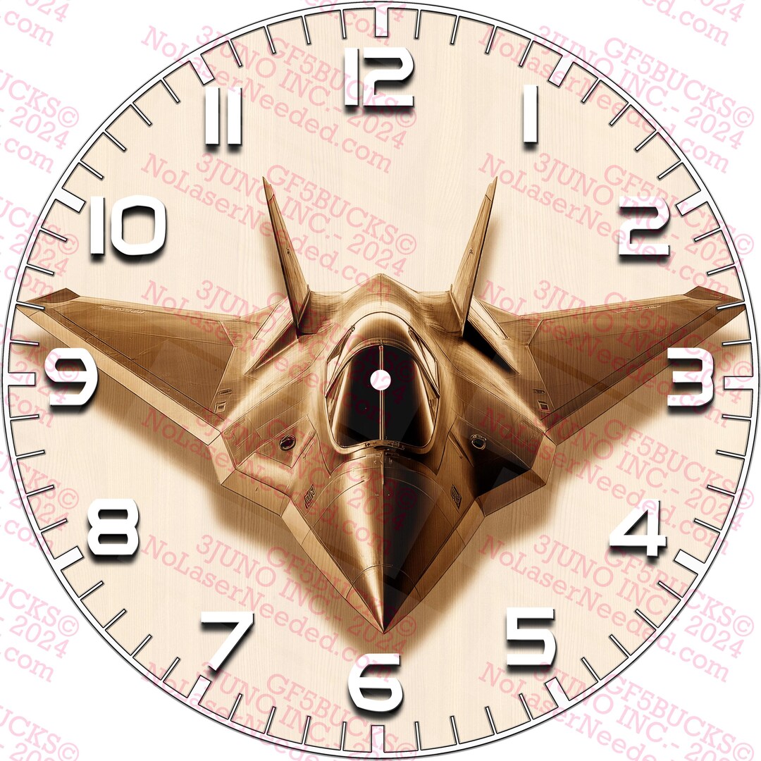 3D Illusion Fighter Jet Clock Face | Aviation Wall Art | Digital Laser ...