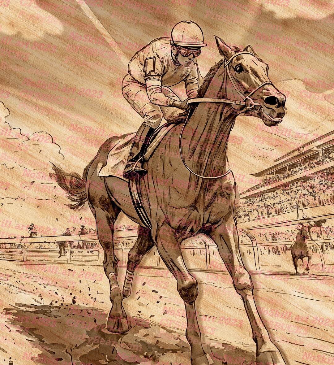 Horse Racing 3D Illusion Digital File - Laser Engraving Ready (instant ...