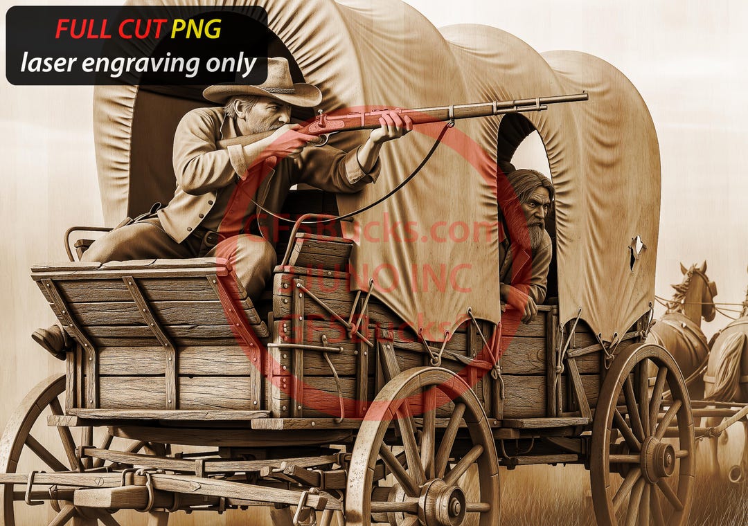 3D Illusion Covered Wagon Art for Laser Engraving | PNG Digital File ...