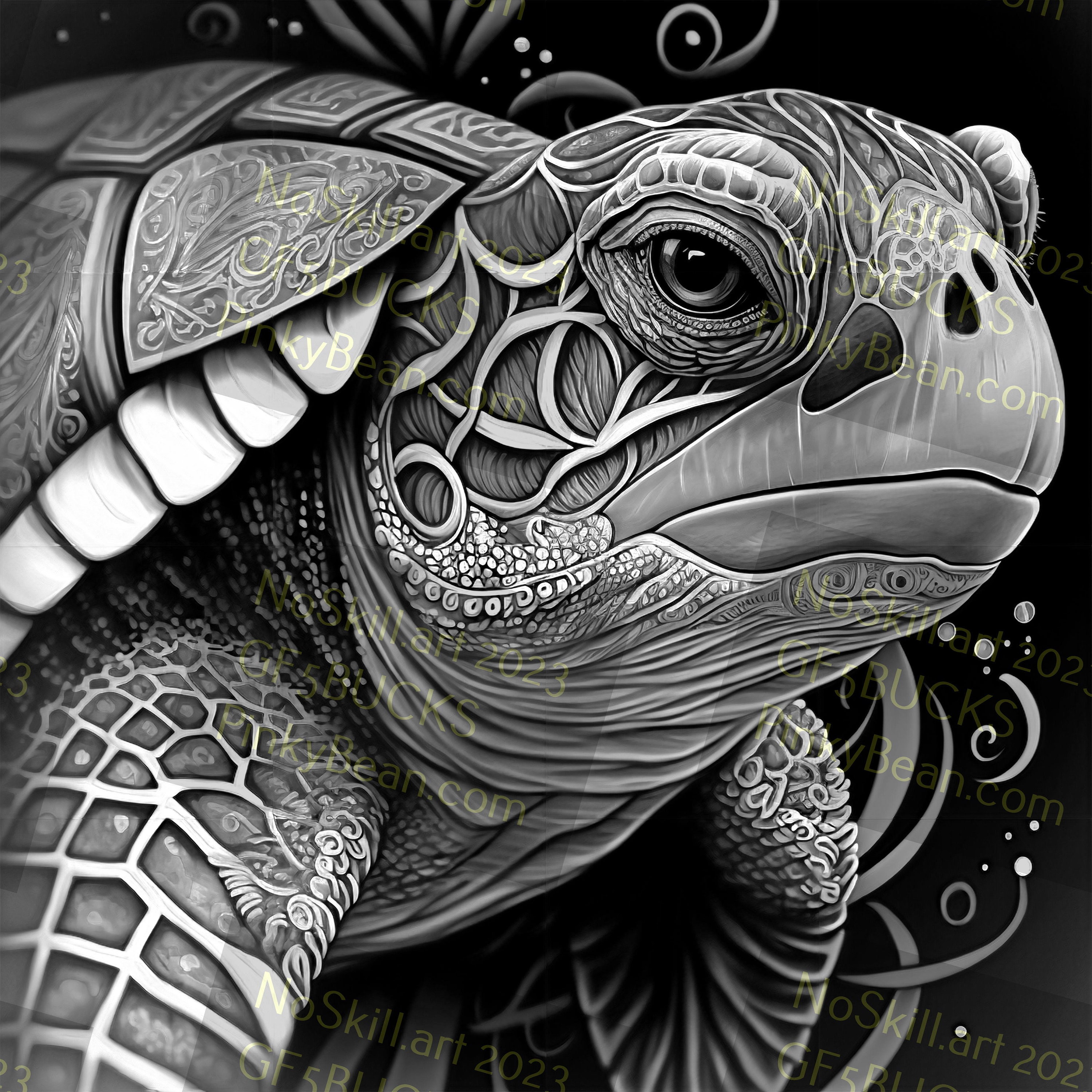 Sea Turtle 3D Illusion PNG - DIY Laser-ready Digital Engraving Design ...