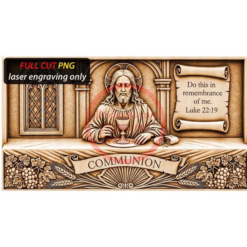 3D Illusion Communion Scene Art for Laser Engraving | PNG Digital File ...