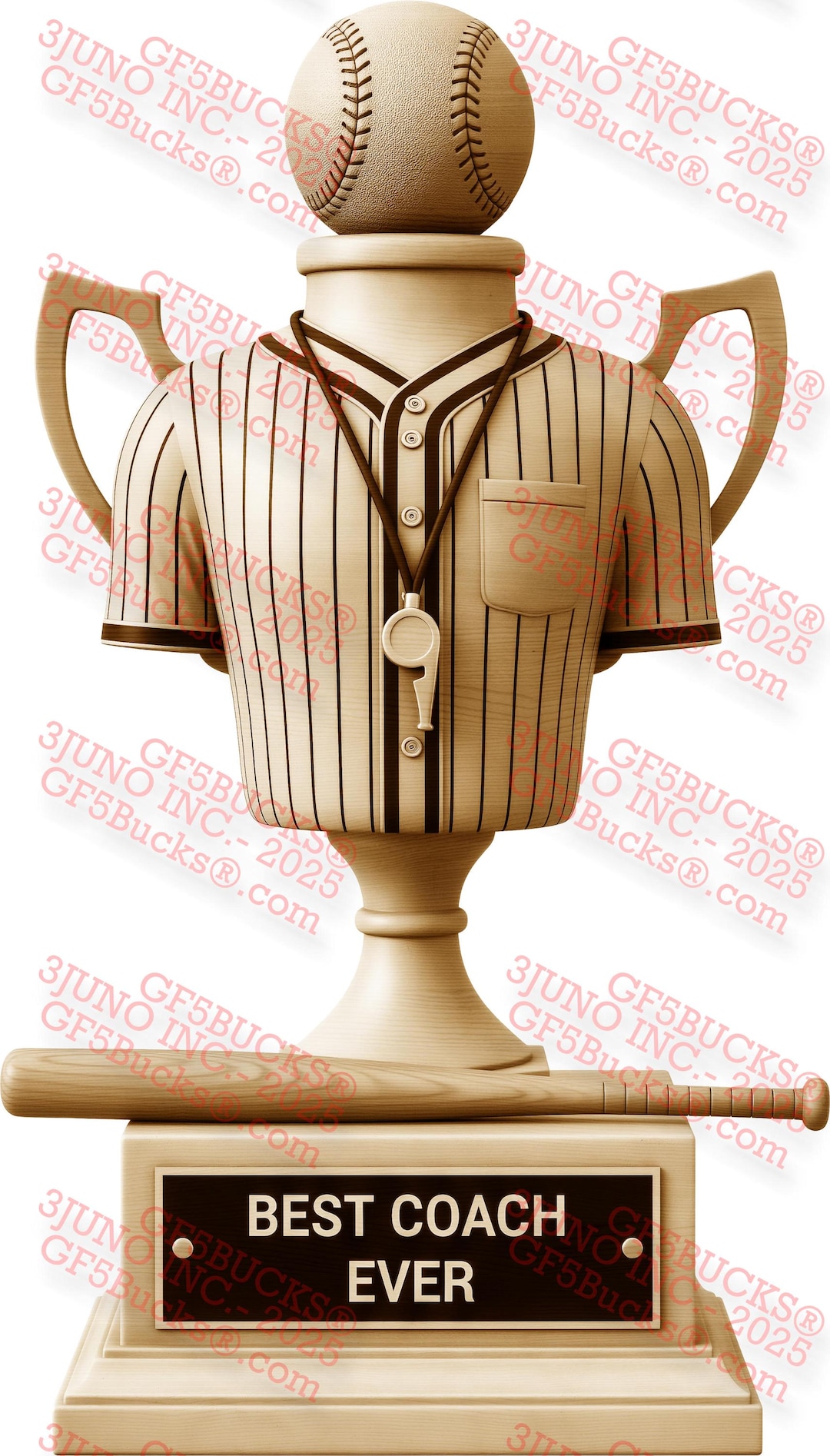 3D Illusion Baseball Coach PNG – Uniform Trophy Design – Laser ...